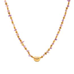 Luxenter Halskette mit 18-kar&auml;tigem Gelbgold-Finish und nat&uuml;rlichem Amethyst &ndash; Tarthae