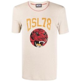 Diesel Unisex Erwachsene DSL78 Logo Ripp T-Shirt (Beige)
