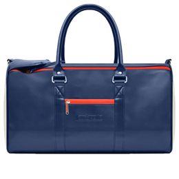 Lambretta - Reisetasche, Retro, Sport (Marineblau/Wei&szlig;)