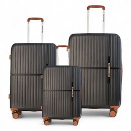 Hartschalenkoffer Schwarz Robuster 8-Rad-Handgep&auml;ck-Reisekoffer f&uuml;r den Urlaub