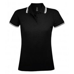SOLS Womens/Ladies Pasadena Tipped Short Sleeve Pique Polo Shirt (Schwarz/Wei&szlig;)