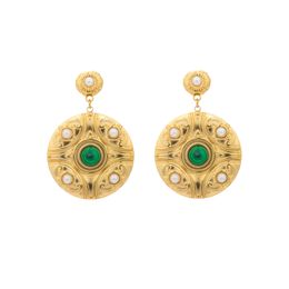 Luxenter Ohrringe mit 18 Karat Gelbgold-Finish und Malachit &ndash; Kiak