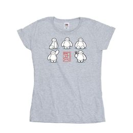 Disney Damen/Damen Big Hero 6 Baymax Viele Posen Baumwoll-T-Shirt (Sport grau)
