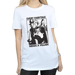 Disney Damen/Damen Jedes M&auml;rchen braucht einen B&ouml;sewicht Baumwoll-Boyfriend-T-Shirt (Wei&szlig;)