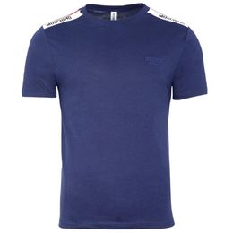 Moschino T-Shirt in Marineblau mit Taped Shoulder Logo