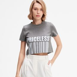 Typo-Druck Crop-T-Shirt