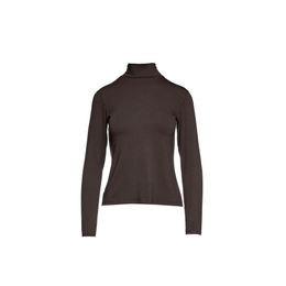 Brauner lang&auml;rmeliger Pullover mit Polokragen