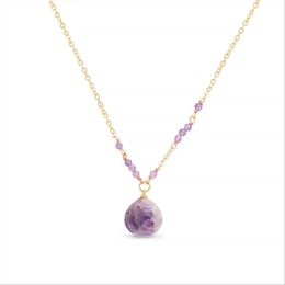 Luxenter Halskette, Metalllegierung zoqoyi und nat&uuml;rlicher Amethyst 18K vergoldet