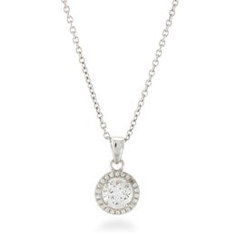 Luxenter-Halskette, 925 Sterling Silber Legende Edelstein und gl&auml;nzender Zirkonia mit rhodinierter Oberfl&auml;che