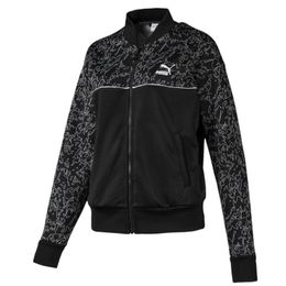 Puma Womens Classics Sweat Jacke AOP Rei&szlig;verschluss auf Spur Top Black 595216 01