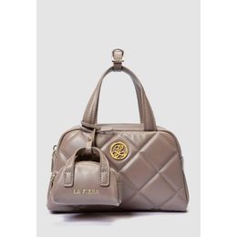 LA FIERA Damen gesteppte kleine Handtasche in neutralem Farbton