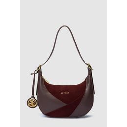 LA FIERA Zwei-Farben Schultertasche in Braun und Bordeaux