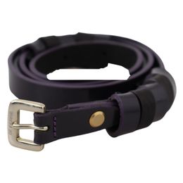 GF Ferre Ceinture pour femmes en cuir noir &agrave; boucle fine en m&eacute;tal chrom&eacute; dor&eacute;