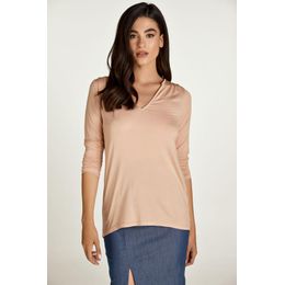 V-Ausschnitt-Top aus staubigem rosa Jersey