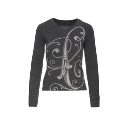 V-Ausschnitt Dunkelgraues Print-Top