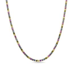 Luxenter Halskette aus 925er Sterlingsilber mit mehrfarbigem Zirkonia, 18 Karat Gelbgold-Finish &ndash; Tahu