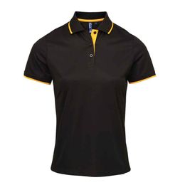 Premier - "Coolchecker" Poloshirt f&uuml;r Damen (Schwarz/Sonnenblume)