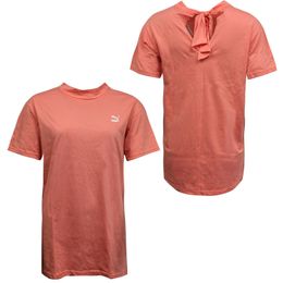 Puma Bow Verl&auml;ngertes Damen T-Shirt Kurzarm Oberteil Shell Pink 850236 11 A56E