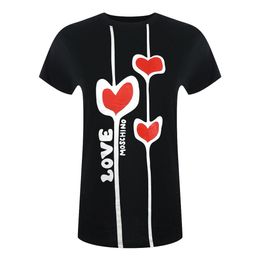 Schwarzes T-shirt Mit Herzmotiv Von Moschino F&uuml;r Damen