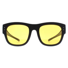 Montana Square Unisex Matte Schwarz Gelb Polarisiert FO7 Fit &uuml;ber Gl&auml;ser Nachtfahren Sonnenbrillen