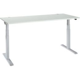 Sch&auml;fer Shop Sch&auml;fer Shop Select Schreibtisch ERGO-T 2.0, elektrisch h&ouml;henverstellbar, Rechteck, T-Fu&szlig;, B 1800 x T 800 x H 640-1300 mm, lichtgrau/wei&szlig;alu