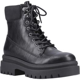Rocket Dog Danie Kunstleder Damen Schwarze Stiefeletten Mit Absatz Bis Zur Mitte Der Wade