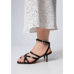 Wittchen Damen-Ledersandalen mit Riemchen und hohem Absatz, Schwarz, Naturleder