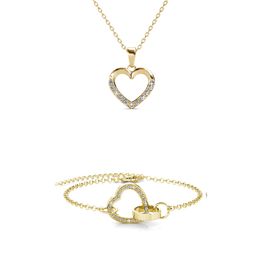 Halsketten-Set mit verschlossenem Herz - Gold und Kristall