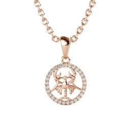 Krebs Sternzeichen Anh&auml;nger - Ros&eacute;gold und Kristall