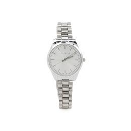 Luxenter Uhr mit wei&szlig;er Metallic-Oberfl&auml;che, silberfarben &ndash; Verni