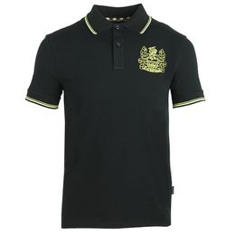 Aquascutum Aldis Gelbes Wappen Schwarzes Poloshirt