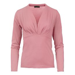 Lang&auml;rmeliges rosa Faux Wrap Top aus nachhaltigem Stretch-Jersey