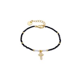 Luxenter Armband aus schwarzem Kristall mit 18-kar&auml;tigem Gelbgold-Finish &ndash; Nyali