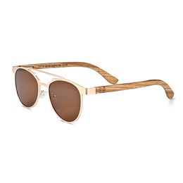 Earth Wood Positano Polarisierte Sonnenbrille - Zebra/Braun