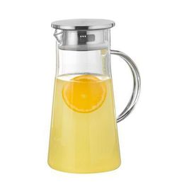 Glaskaraffe PORTO, Borosilikatglas, hitzebest&auml;ndig, 1 l, H 226 x &oslash; 108 mm, Silikondichtung, mit Griff