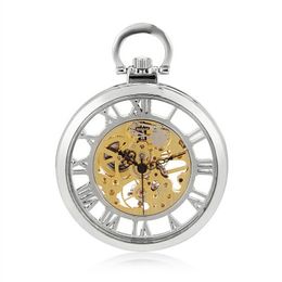 Offene Taschenuhr aus Silberlegierung, mechanisch, Skelett, Silber