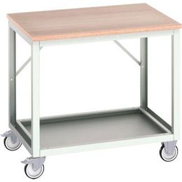 Mobile Werkbank Bott verso, Multiplex-Platte, 1 Ablageboden, mit Querstrebenset, B 1000 x T 800 x H 930 mm, RAL 7035 Lichtgrau