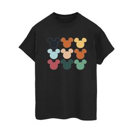 Disney Damen/Damen Micky Maus K&ouml;pfe Quadratisch Baumwolle Boyfriend T-Shirt (Schwarz)