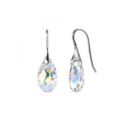 Teardrop-Haken-Ohrringe - Silber und AB-Klar
