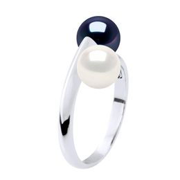 Ring You & Me &ndash; 2 echte S&uuml;&szlig;wasser-Zuchtperlen rund 6&ndash;7 mm &ndash; Qualit&auml;t AAA