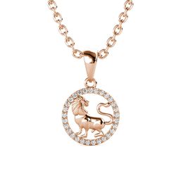 Anh&auml;nger mit Sternzeichen L&ouml;we - Ros&eacute;gold und Kristall