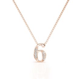 Anh&auml;nger Nummer 6 - Ros&eacute;gold und Kristall