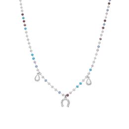 Luxenter Halskette aus 925er Sterlingsilber mit Zirkonia in Aquamarin, Rhodium-Finish &ndash; Neusne