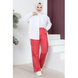 Elastischer Bund Weites Bein Hose Rot