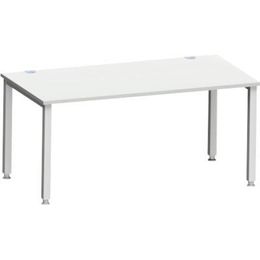 Sch&auml;fer Shop Schreibtisch MODENA FLEX, Rechteck, 4-Fu&szlig; Quadratrohr, B 1600 x T 800 x H 720-820 mm, lichtgrau/wei&szlig;aluminium