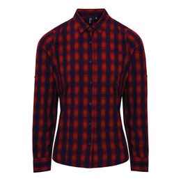 Premier - "Mulligan" Hemd f&uuml;r Damen Lang&auml;rmlig (Rot/Marineblau)