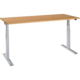 Sch&auml;fer Shop Sch&auml;fer Shop Select Schreibtisch ERGO-T 2.0, elektrisch h&ouml;henverstellbar, Rechteck, T-Fu&szlig;, B 1800 x T 800 x H 640-1300 mm, Buche/wei&szlig;alu