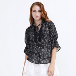 Polka Dots Tulpen&auml;rmel Chiffonbluse
