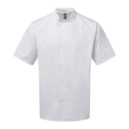 Premier Erwachene Unisex Essential Kurzarm Koch Jacke (Wei&szlig;)