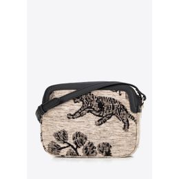 Wittchen Damen-Umh&auml;ngetasche aus Jacquard und Kunstleder, creme und schwarz
